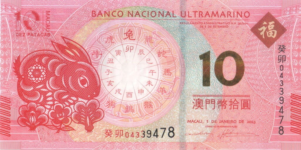 Makao 10 Pataca Rok królika 2023 P-88H BNU supermonety.pl: monety ...